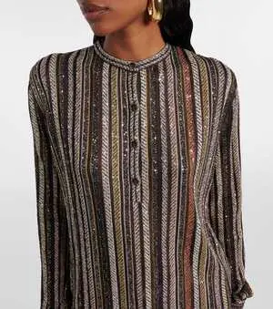 Missoni Striped Lamé Henley Shirt