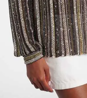 Missoni Striped Lamé Henley Shirt
