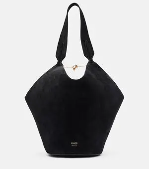 Khaite Lotus Small Suede Tote Bag - Black