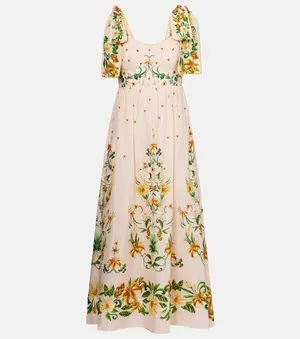 Farm Rio Floral Cotton-blend Midi Dress