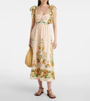 Farm Rio Floral Cotton-blend Midi Dress