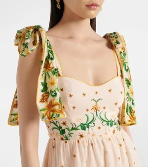 Farm Rio Floral Cotton-blend Midi Dress