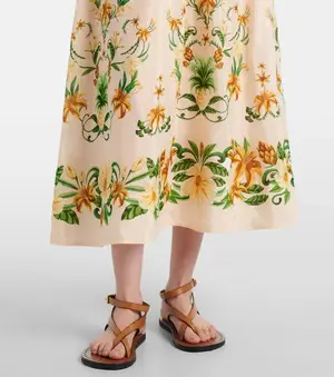Farm Rio Floral Cotton-blend Midi Dress