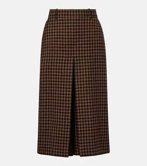 Saint Laurent Gingham Mid-rise Wool Culottes