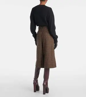 Saint Laurent Gingham Mid-rise Wool Culottes