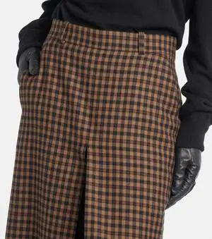 Saint Laurent Gingham Mid-rise Wool Culottes