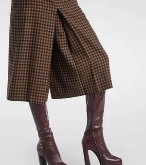 Saint Laurent Gingham Mid-rise Wool Culottes
