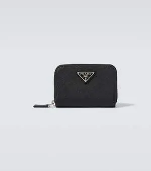 Prada Logo Saffiano Leather Coin Purse - Black