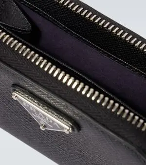 Prada Logo Saffiano Leather Coin Purse - Black