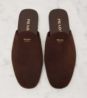 Prada Suede Mules - Brown