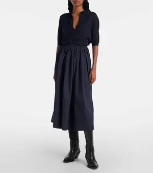 Gabriela Hearst Chiara Cotton Midi Skirt - Blue