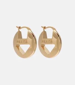 Prada Cutout Logo Earrings - Gold