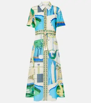 Tory Burch Printed Silk And Cotton Shirt Dress - Multicoloured