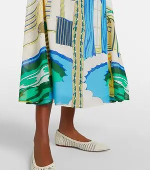 Tory Burch Printed Silk And Cotton Shirt Dress