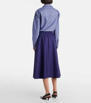 Vince High-rise Cotton Midi Skirt - Blue