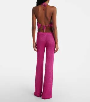 BANANHOT Liz Knitted Sequined Flared Pants
