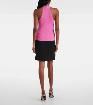 Simkhai Andrea Ribbed-knit Halterneck Top - Pink