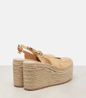 GIANVITO ROSSI Metallic Leather Espadrille Wedges