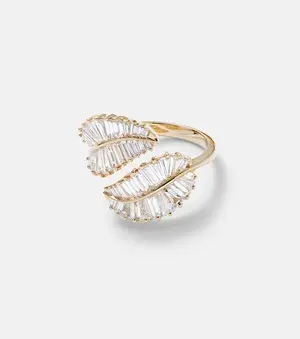 ANITA KO Palm Leaf Ring With Diamonds - Gold