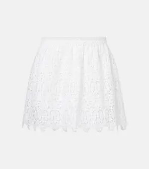 FRAME The Deco Embroidered Cotton Miniskirt - White