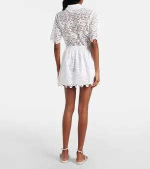 FRAME The Deco Embroidered Cotton Miniskirt