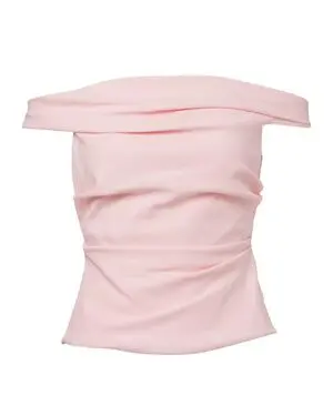 THE SEI Draped Off-shoulder Crêpe Corset - Pink