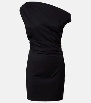 Staud Phare Ruched Cotton Poplin Minidress - Black