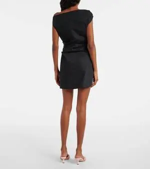 Staud Phare Ruched Cotton Poplin Minidress - Black