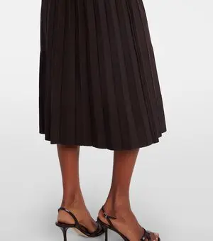Staud Ellison Pleated Knitted Midi Dress - Brown
