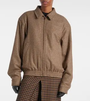 Saint Laurent Houndstooth Padded Jacket - Brown