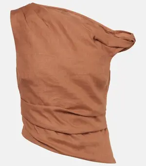 SIR. Asymmetric Draped Linen Top