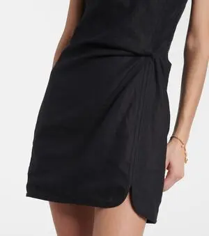 SIR. Affogato Asymmetric Linen Mini Dress - Black