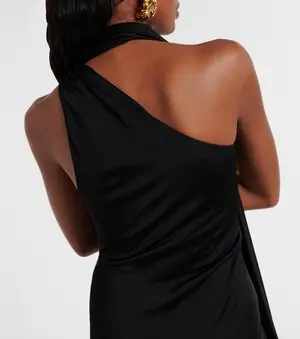 TOM FORD One-shoulder Jersey Gown With Scarf Detail - Black