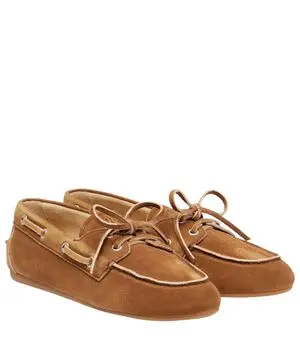 Miu Miu Suede Boat Shoes - Brown