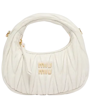 Miu Miu Miu Miu Wander Mini Matelassé Leather Shoulder Bag White