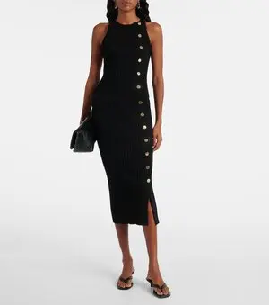 Veronica Beard Tanner Ribbed Button-detailed Pencil Skirt