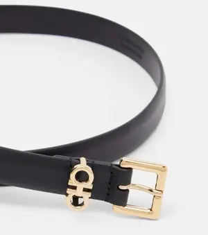 FERRAGAMO Gancini Leather Belt - Black