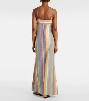 Staud Laura Striped Linen Maxi Dress