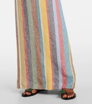 Staud Laura Striped Linen Maxi Dress