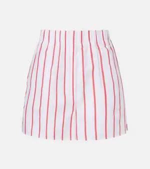 THE FRANKIE SHOP Lui Striped Cotton Poplin Shorts - White