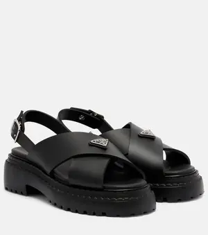 Prada Logo Rubber Platform Sandals
