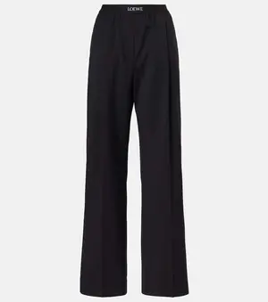 Loewe Logo Wool Mid-rise Straight Pants