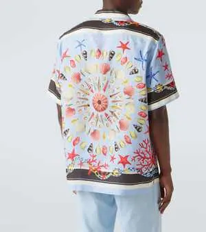 Dolce & Gabbana Printed Linen Canvas Bowling Shirt