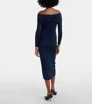 Carolina Herrera Off-shoulder Ruched Midi Dress