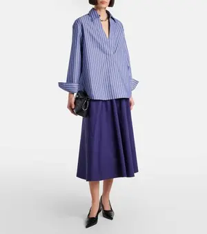 Vince High-rise Cotton Midi Skirt