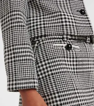 SELF-PORTRAIT Embellished Houndstooth Cropped Jacket - Black