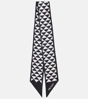 Prada Printed Silk Twill Scarf - Black