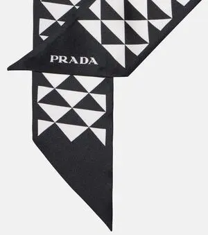Prada Printed Silk Twill Scarf - Black