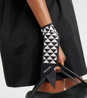 Prada Printed Silk Twill Scarf - Black