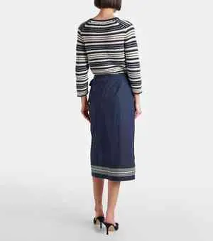 Vince Striped Cotton Wrap Skirt